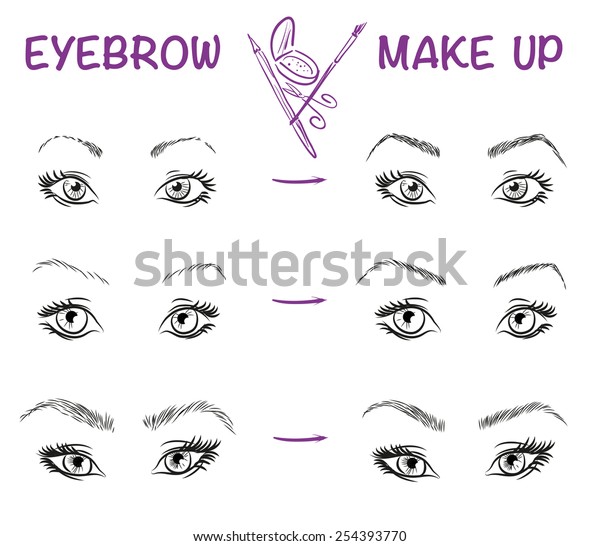 Hand Drawn Illustration Eyebrow Line Make Stock Vector (Royalty Free ...