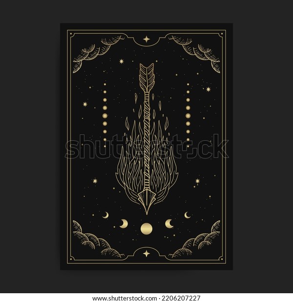 Hand Drawn Illustration Fire Arrow Moon Stock Vector (Royalty Free ...