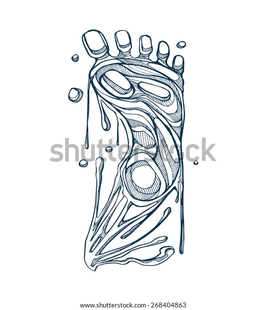 Hand Drawn Illustration Human Foot Melting Stock Vector (Royalty Free ...