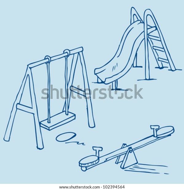 Hand Drawn Illustration Isolated Playground Objects Stock Vector ...