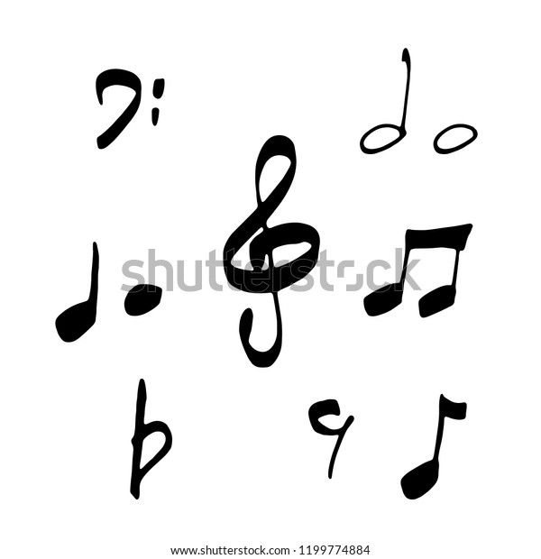 Hand Drawn Illustration Musical Notes Singing Stock Vector (Royalty ...