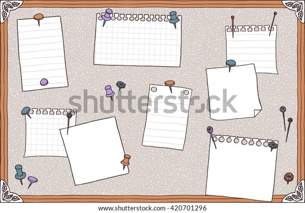 Hand Drawn Illustration Pin Board Needles Stock Vector (Royalty Free ...