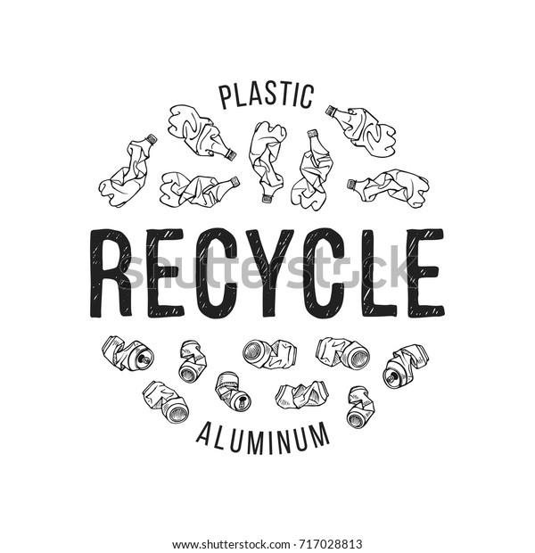 Hand Drawn Illustration Recyclable Materials Plastic Stock Vector ...
