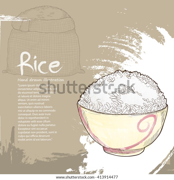 Hand Drawn Illustration Rice Rice Background Stock Vector (Royalty Free ...