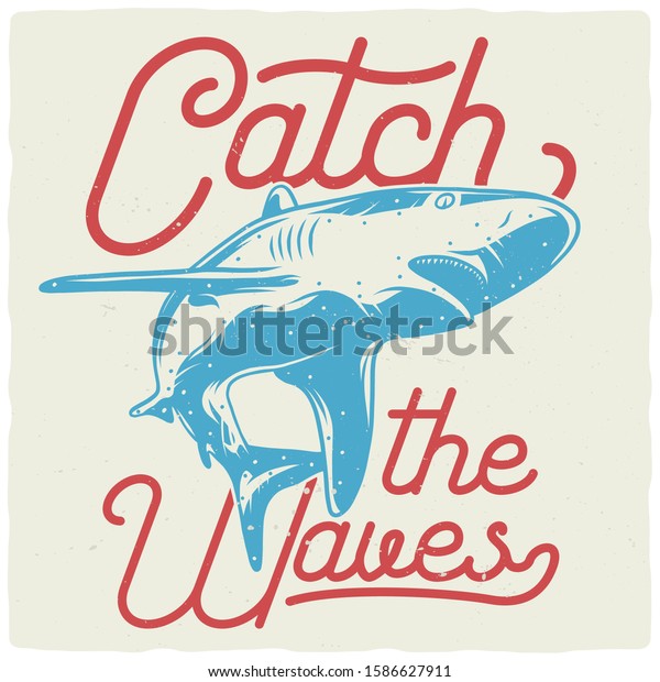 Hand Drawn Illustration Shark Text Composition Stock Vector (Royalty ...