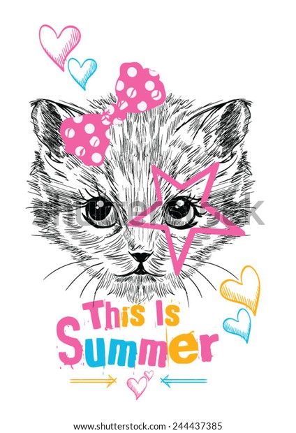 Hand Drawn Illustration Star Cats Stock Vector (Royalty Free) 244437385