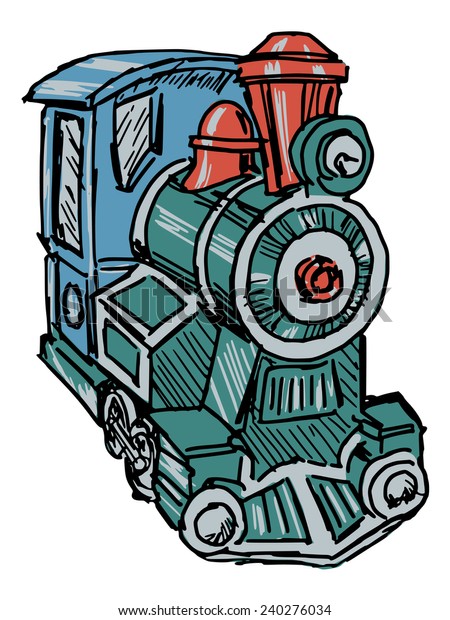 hand drawn illustration of a steam engine train
