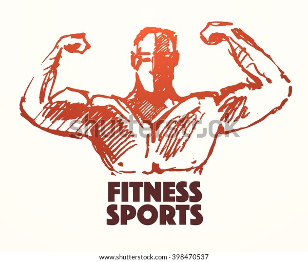 Hand Drawn Illustration Strong Man Logo Stock Vector (Royalty Free ...