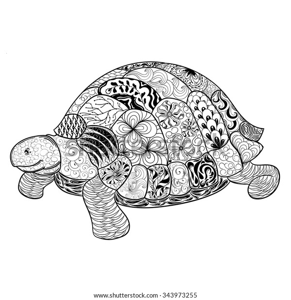 Hand Drawn Illustration Turtle Created Doodling Stock Vector (Royalty ...