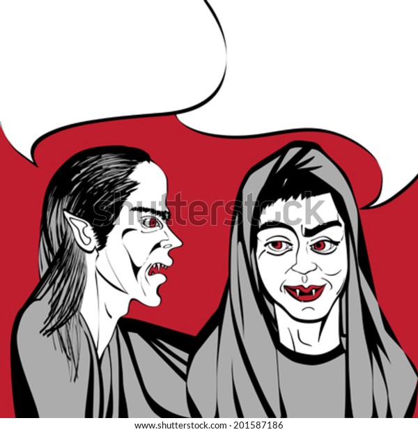 Hand Drawn Illustration Two Vampires Talking Stock Vector (Royalty Free ...