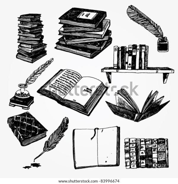 Hand Drawn Illustrations Books Stock Vector (Royalty Free) 83996674