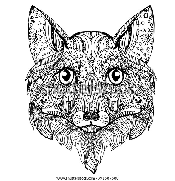 Hand Drawn Ink Doodle Fox On Stock Vector (Royalty Free) 391587580