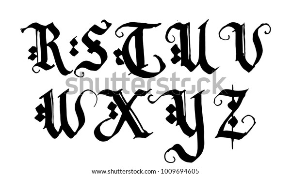 Hand Drawn Ink Gothic Style Lettering Stock Vector (Royalty Free ...