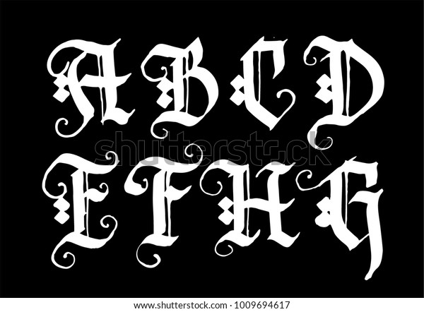 Hand Drawn Ink Gothic Style Lettering Stock Vector (Royalty Free ...