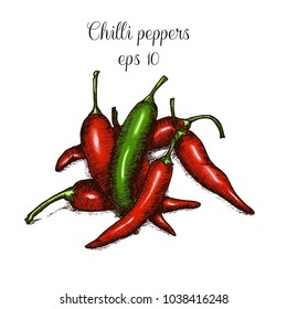 Hand Drawn Ink Illustration Chilli Peppers Stock Vector (Royalty Free ...