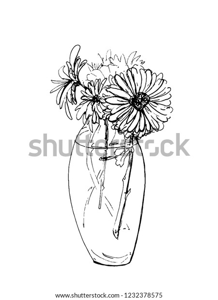 Hand Drawn Ink Sketch Bunch Flowers Stock Vector (Royalty Free ...
