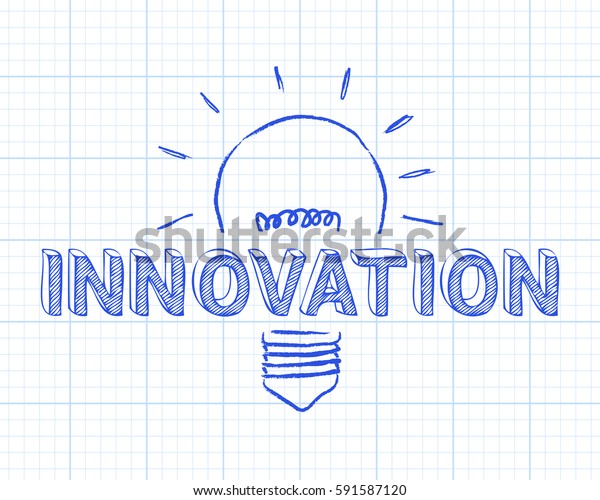 Hand Drawn Innovation Word Lightbulb On Stock Vector (Royalty Free ...