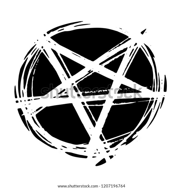 Hand Drawn Inverted Pentagram Negative Shape: vector de stock (libre de ...