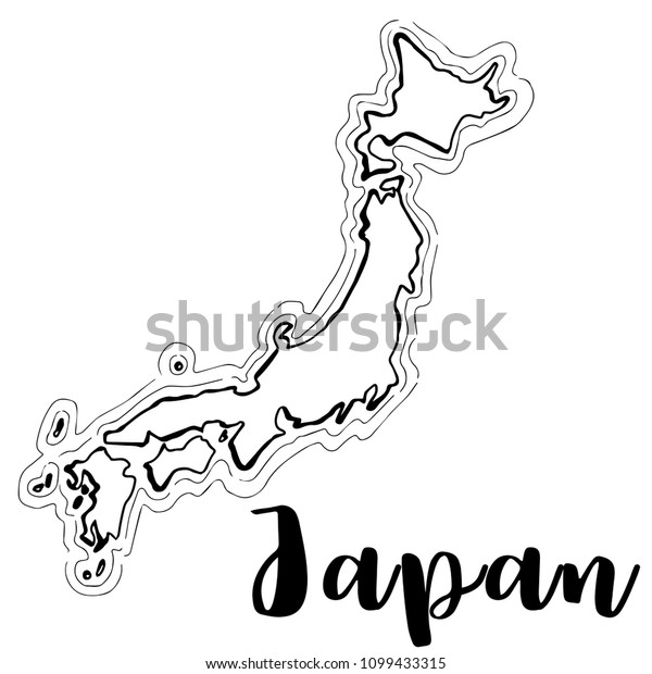 Hand Drawn Japan Map Sketchvector Illustration Stock Vector (Royalty ...