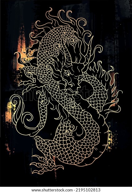 Hand Drawn Japanese Vector Dragon Black Stock Vector (Royalty Free ...