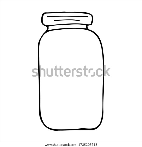 Hand Drawn Jar Contour Sketch Kitchen Stock Vector (Royalty Free ...