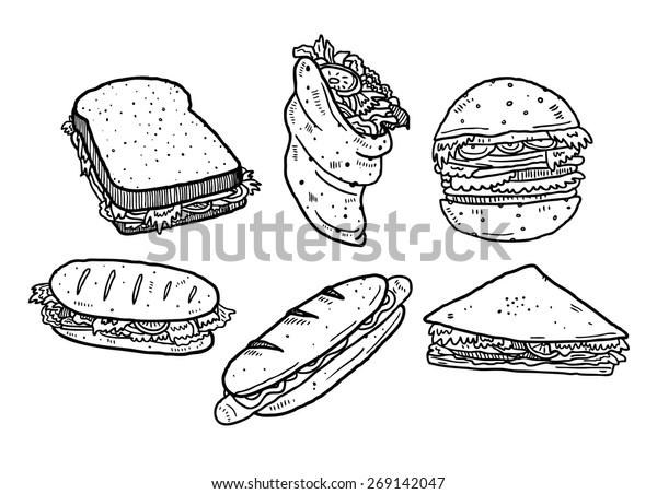 Hand Drawn Junk Food Stock Vector (Royalty Free) 269142047