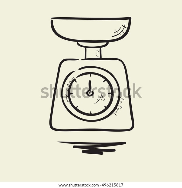 Hand Drawn Kitchen Scales Illustration Stock Vector (Royalty Free ...