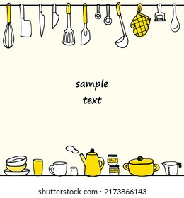 Hand Drawn Kitchen Tools Frame Stock Vector (Royalty Free) 2173866143 ...