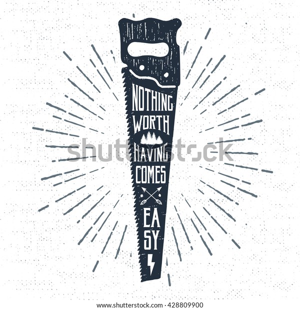 Hand Drawn Label Textured Saw Vector Stock Vector (Royalty Free ...