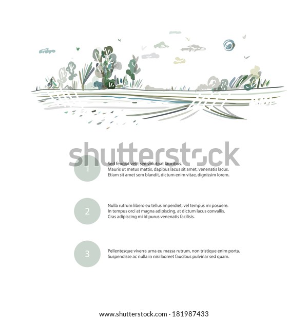 Hand Drawn Landscape Vector Stock Vector (Royalty Free) 181987433 ...