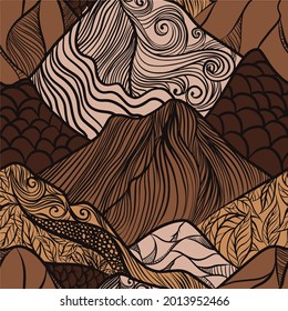 Hand Drawn Landscape Vector Mountain Seamless Stock Vector (Royalty ...