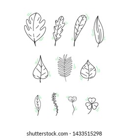 Hand Drawn Leaf Illustration Collection Stock Vector (Royalty Free ...