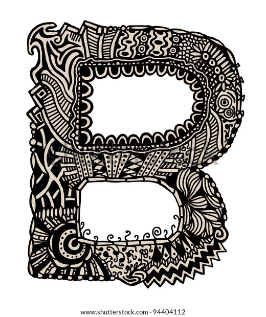 Hand Drawn Letter B Ancient Style: เวกเตอร์สต็อก (ปลอดค่าลิขสิทธิ์ ...