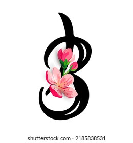 Hand Drawn Letter B Spring Pink Stock Vector (Royalty Free) 2185838531 ...