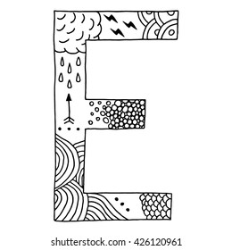 Hand Drawn Letter E Doodle Style Stock Vector (Royalty Free) 426120961 ...