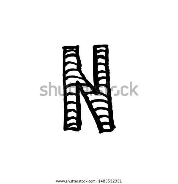 Hand Drawn Letter N Black Text Stock Vector (Royalty Free) 1485532331 ...