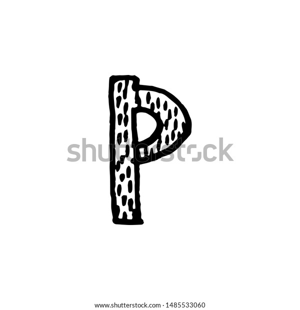 Hand Drawn Letter P Black Text Stock Vector (Royalty Free) 1485533060 ...