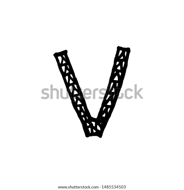 Hand Drawn Letter V Black Text Stock Vector (Royalty Free) 1485534503 ...