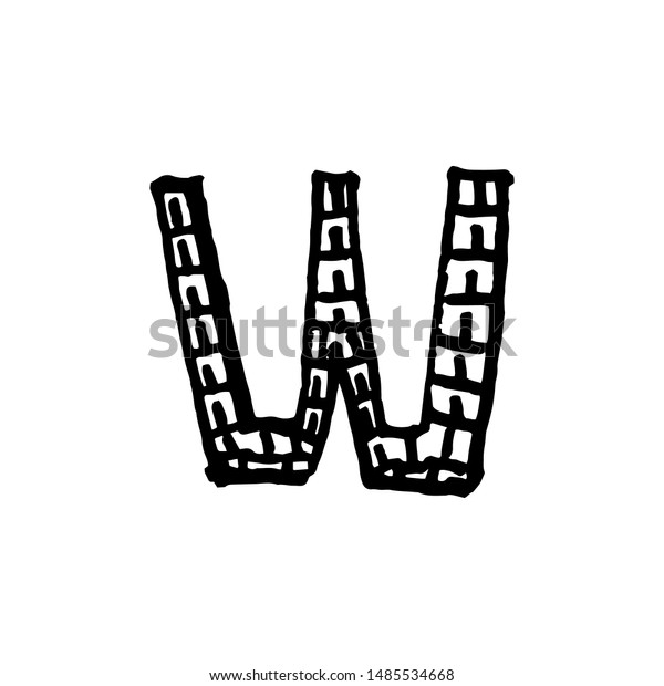 Hand Drawn Letter W Black Text Stock Vector (Royalty Free) 1485534668 ...