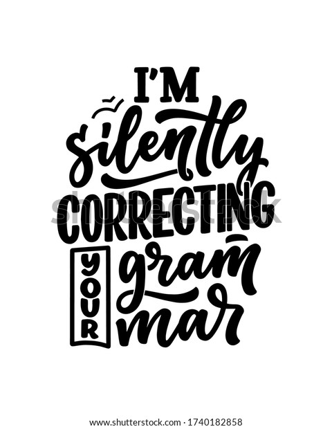 Hand Drawn Lettering Composition About Grammar Stock Vector (Royalty ...