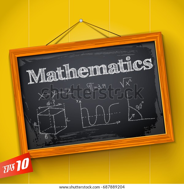 Hand drawn lettering mathematics equation and graph on chalkboard with ...