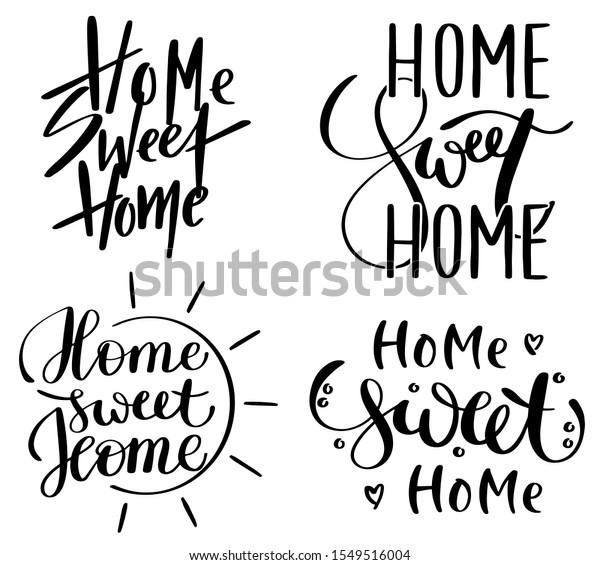 Hand Drawn Lettering Set Home Sweet Stock Vector (Royalty Free ...