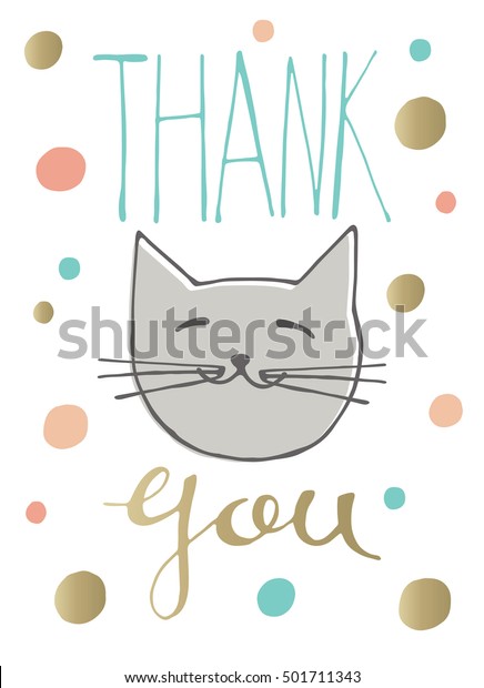 Hand Drawn Lettering Thank You Cat: เวกเตอร์สต็อก (ปลอดค่าลิขสิทธิ์ ...