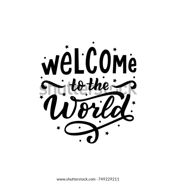Hand Drawn Lettering Welcome World Card Stock Vector (Royalty Free ...