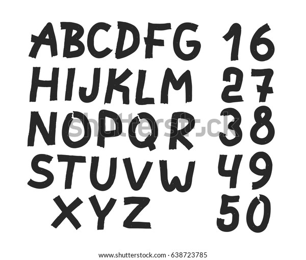 Hand Drawn Letters Numbers Font Bold Stock Vector (Royalty Free ...