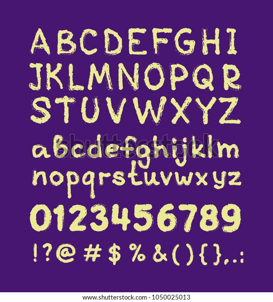 Hand Drawn Letters Numbers Set Handwritten Stock Vector (Royalty Free ...