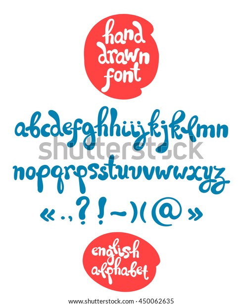 Hand drawn letters, punctuation, calligraphic font, english alphabet