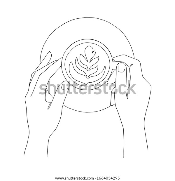 Hand Drawn Line Art Coffee Hands Stock Vector (Royalty Free) 1664034295 ...