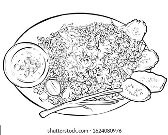 Hand Drawn Line Art Fried Rice Stock Vector (Royalty Free) 1624080976 ...