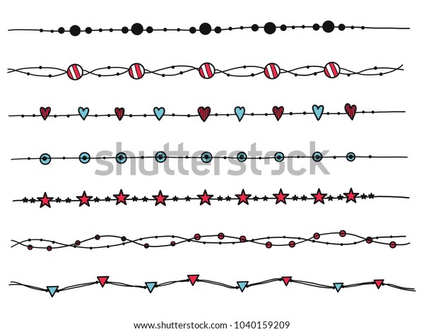 Hand Drawn Line Border Color Set Stock Vector (Royalty Free) 1040159209 ...